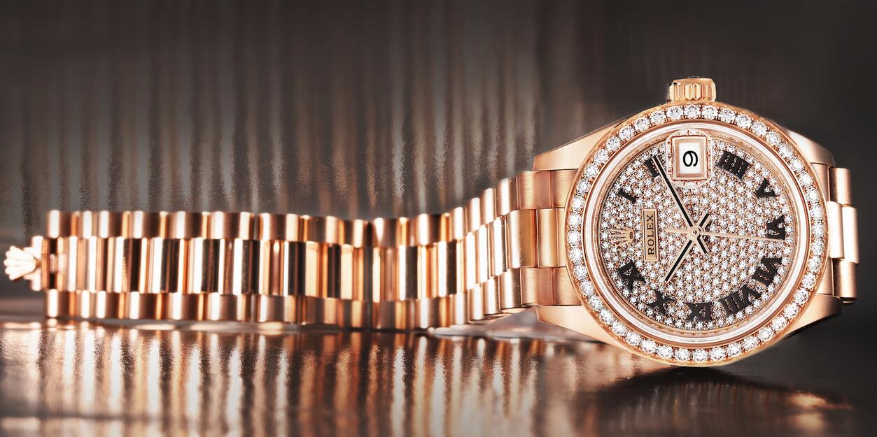 High Quality Swiss Rolex Lady Datejust Rose Gold Pave Diamond Dial ...
